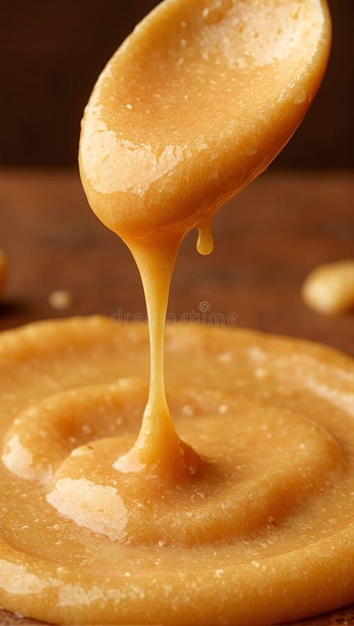 Creamy Peanut Butter Dripping Off a Spoon Under Soft Light Stock ...