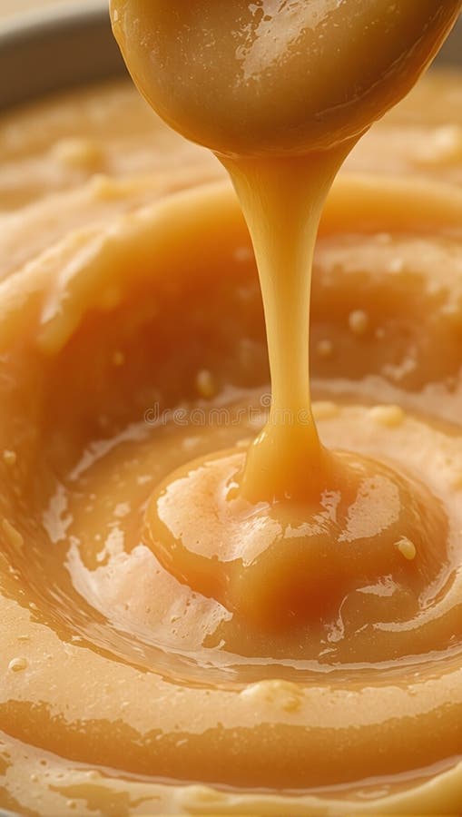 Creamy Peanut Butter Dripping Off a Spoon Under Soft Light Stock ...