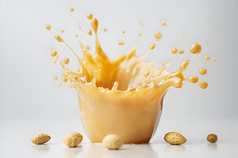 Creamy Peanut Butter Splash with Roasted Peanuts Stock Illustration ...
