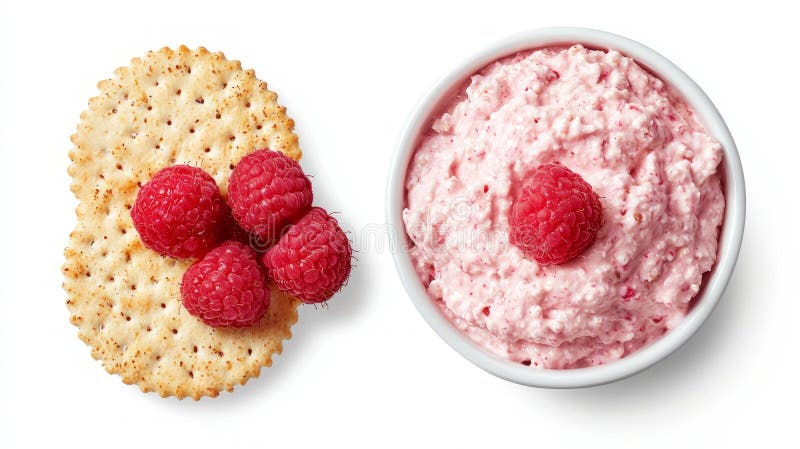 Creamy Raspberry Dip with Crackers for Appetizer or Snack Stock Image ...