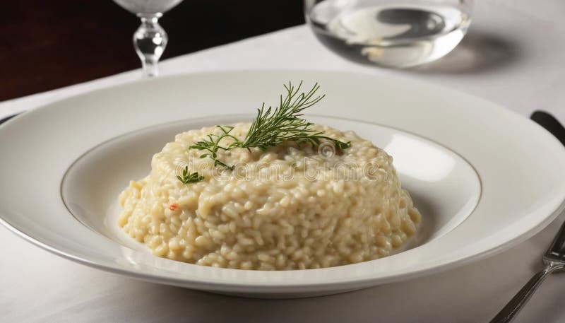 Creamy Risotto Served on Fine Dining Restaurant Table Stock ...
