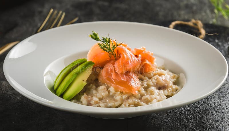 Creamy Risotto with Smoked Salmon and Avocado Elegant Presentation ...