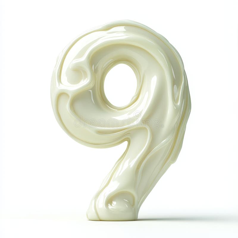 A Creamy, Sculpted Number 9 in a Smooth, Glossy Finish Stock ...
