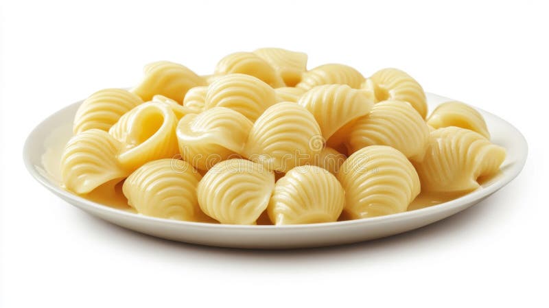 Pasta of Shell Macaroni Products with Prawns Served on Plate Vector ...