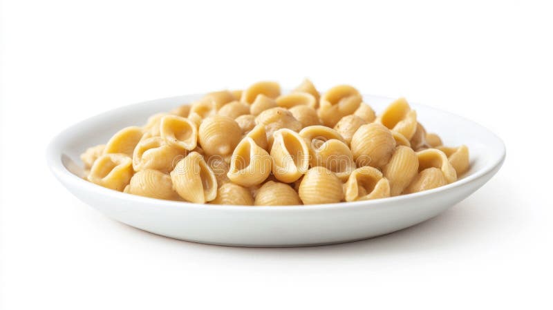 Creamy Shells Pasta on White Plate Stock Illustration - Illustration of ...