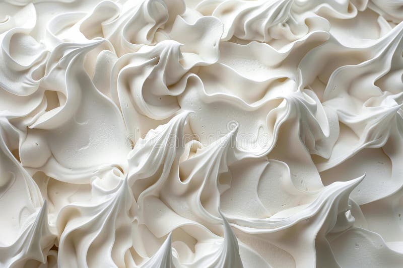 Creamy Smooth White Whipped Cream Textures with Swrils and Peaks Stock ...