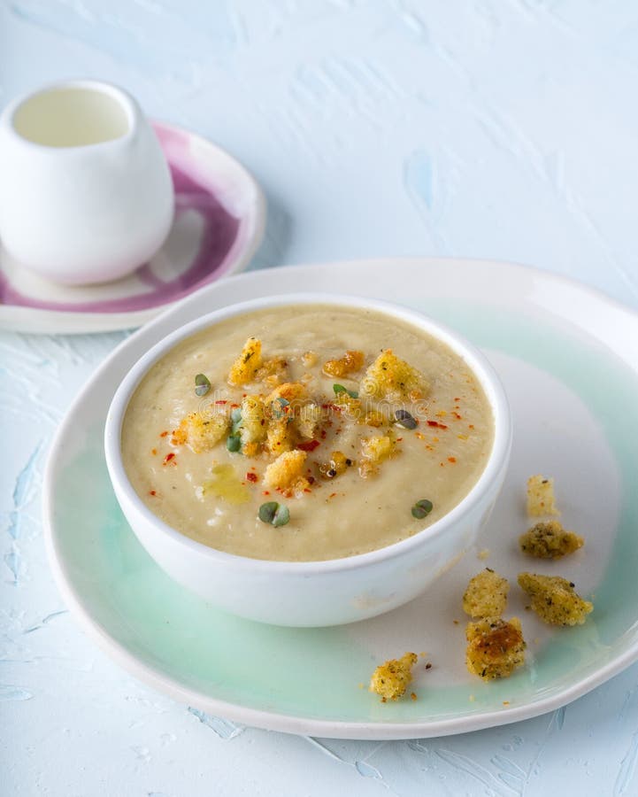 Creamy soup stock photo. Image of vegetable, meal, portion - 79648562