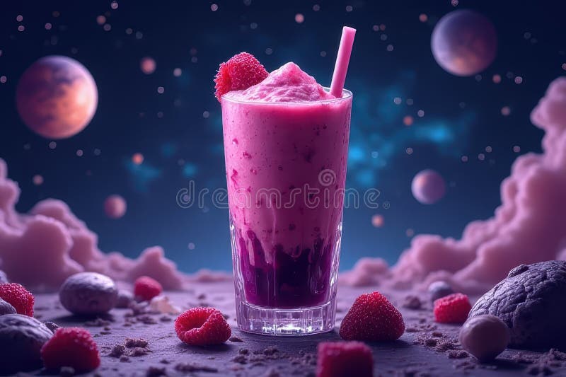 Creamy Space-Themed Smoothie in a Galactic Glass Stock Illustration ...