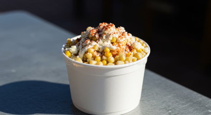 Creamy Spicy Mexican Corn in a White Cup Stock Illustration ...