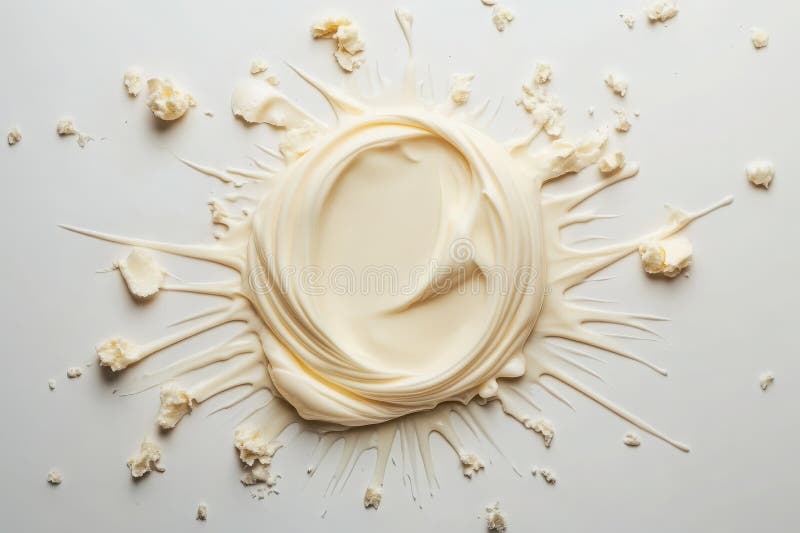 Cream Splatter on a White Background Showcasing Heavy Creams Texture ...