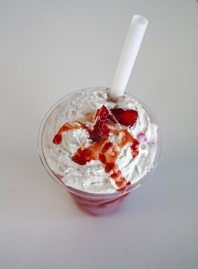 Creamy Strawberry Milkshake with a Straw Stock Image - Image of dessert ...