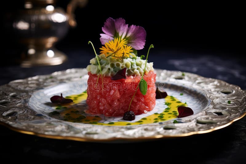 Creamy Tartar Raw Beef Dish. Generate AI Stock Image - Image of meal ...