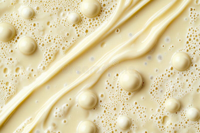 Creamy Texture with Bubbles on Yellow Background. AI Generated Stock ...