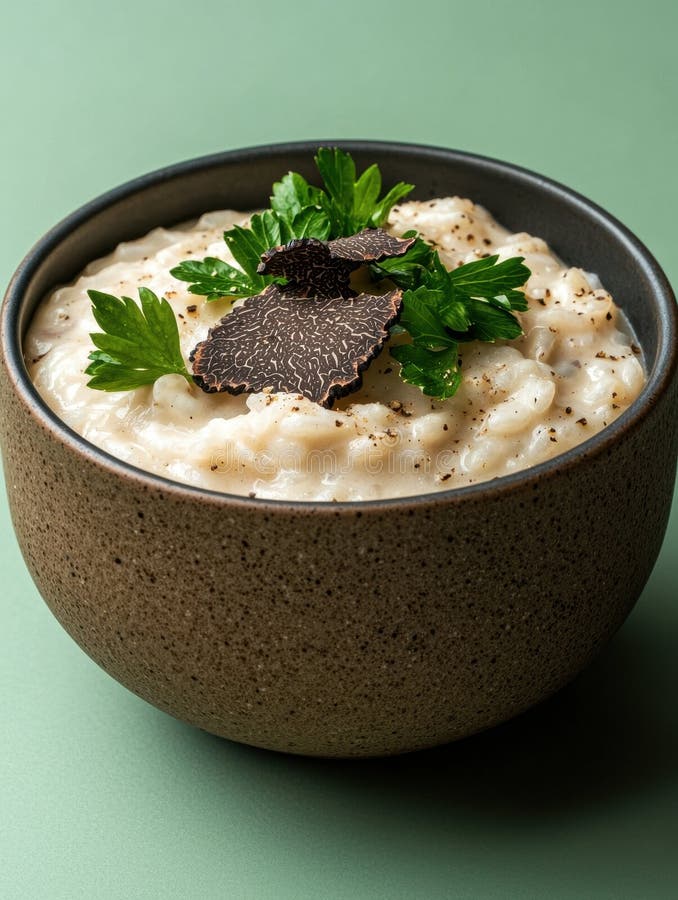 Creamy Truffle Risotto in a Rustic Bowl Stock Illustration ...