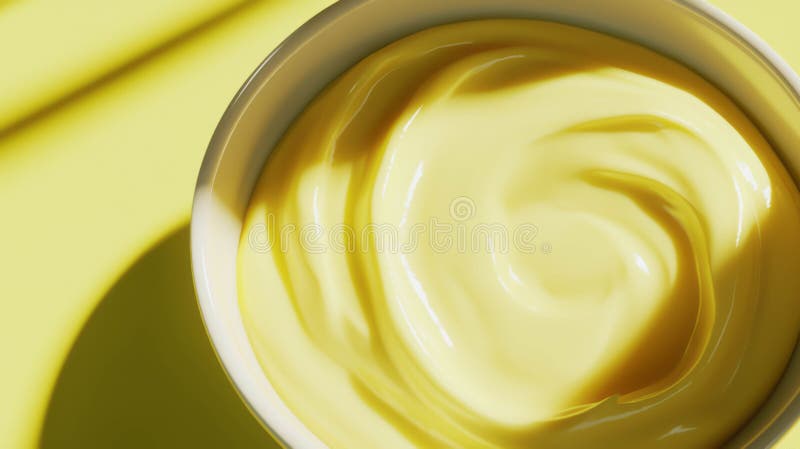 Creamy Vanilla Custard Bowl Vibrant Yellow Background Stock Photos ...