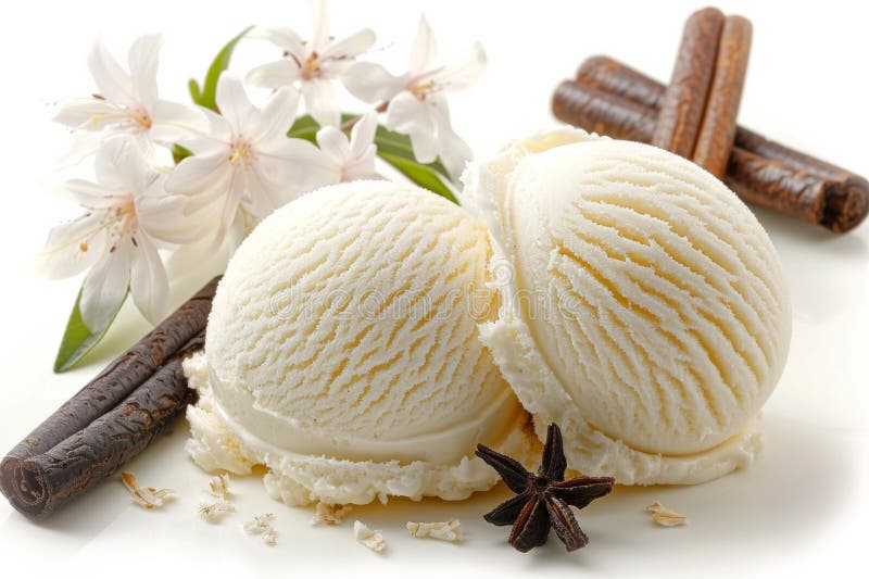 Creamy Vanilla Ice Cream Delight on White Background Stock Illustration ...