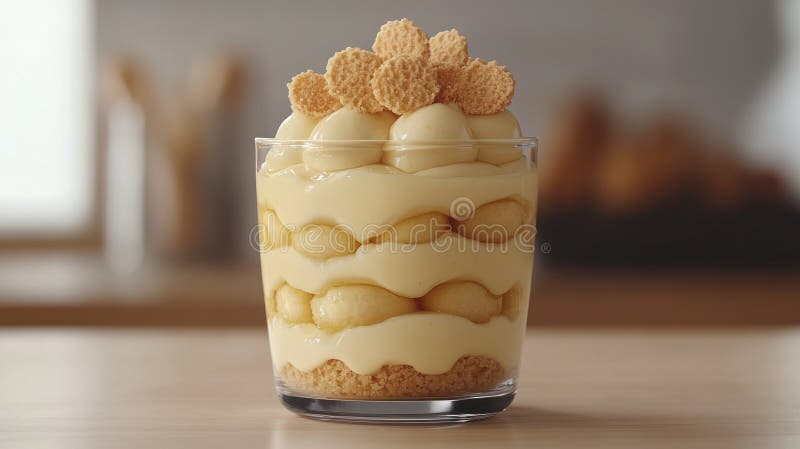 Creamy Vanilla Pudding Parfait Stock Illustration - Illustration of ...