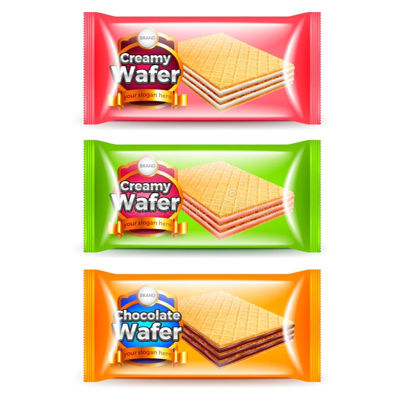 Creamy Wafer Packaging 3d Realistic Vector Set Stock Vector ...