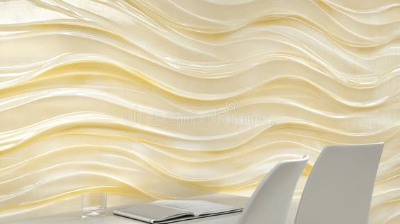 Creamy Wave Wall Panel Interior Office Design Stock Image - Image of ...