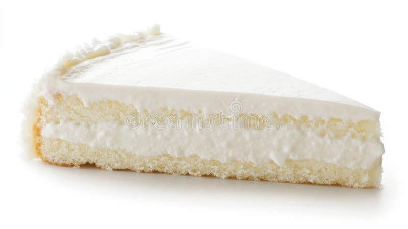 Creamy White Cake Slice on White Background Stock Illustration ...