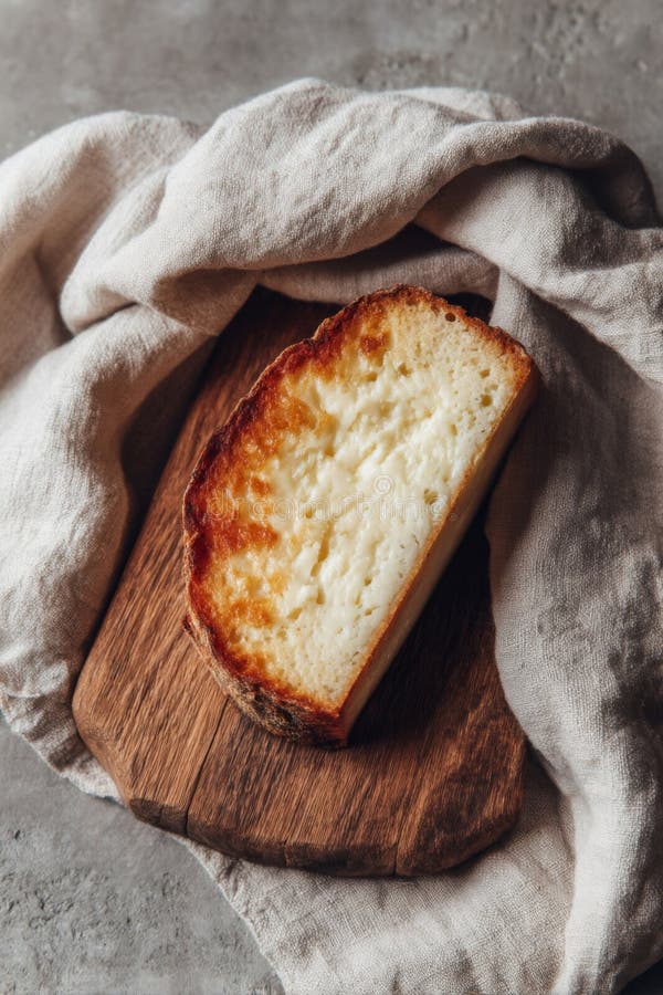 Creamy White Cake Slice on Wooden Board Stock Illustration ...