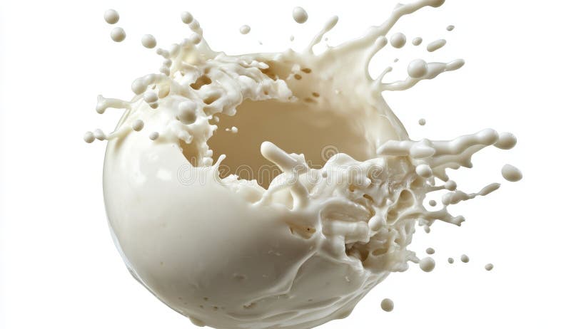 Creamy White Liquid Sphere with Dynamic Splashes Stock Illustration ...