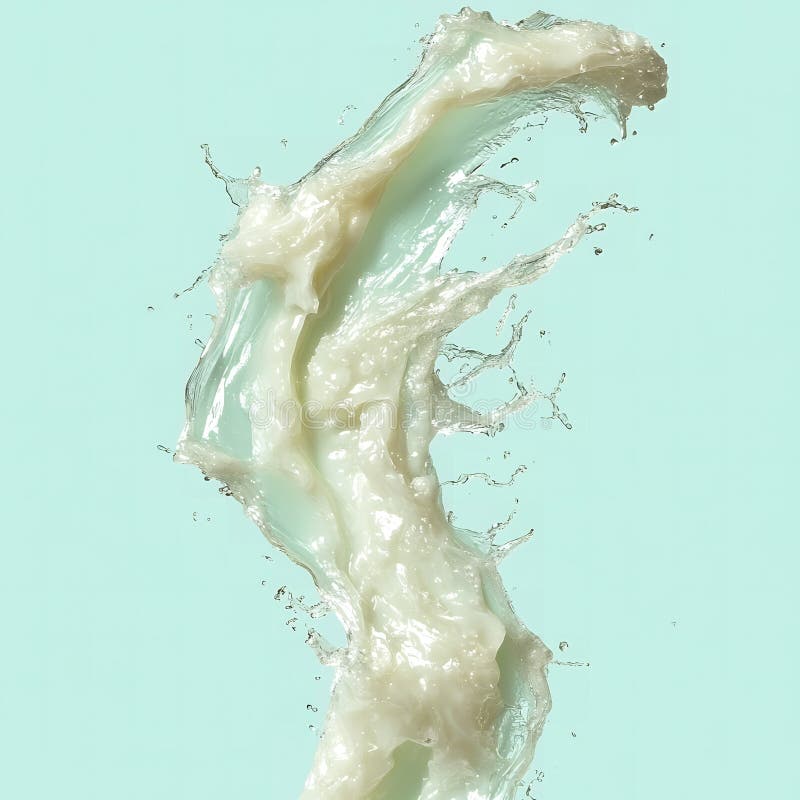 Creamy White Liquid Splashing Dynamically on Teal Background Abstract ...