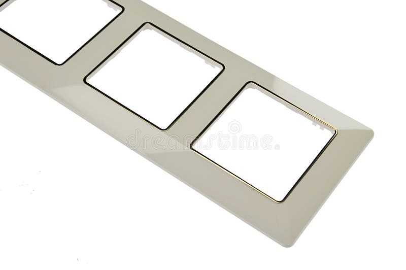 Creamy White Plastic Square Design Light Switch Frame with Thin Golden ...