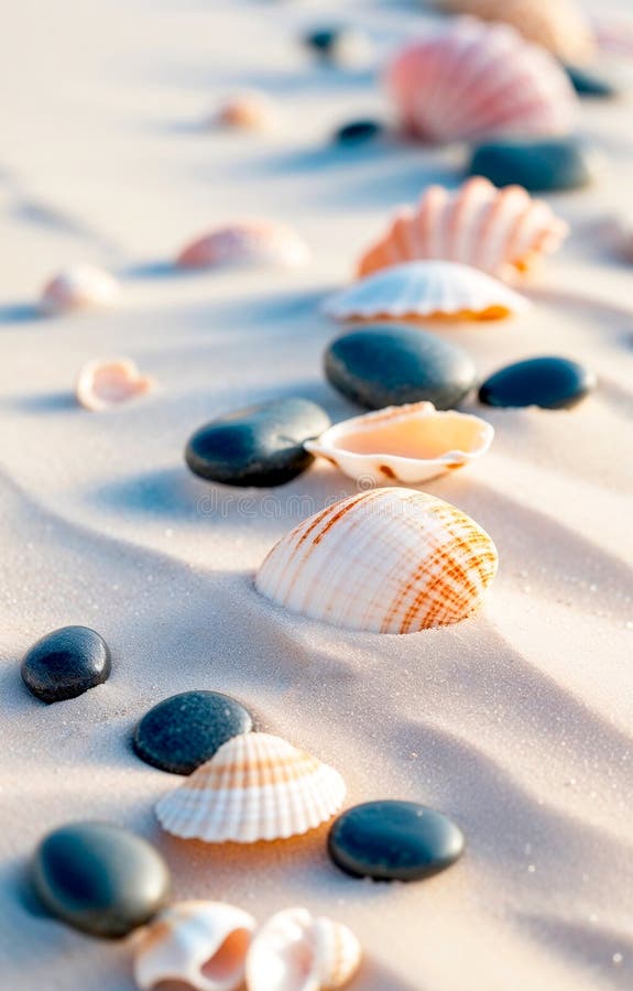 Creamy White Sand Beach with Smooth Pebbles and Bleached Shells ...