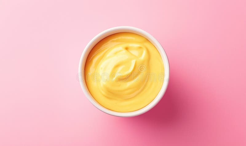 Creamy Yellow Custard White Bowl Pink Background Stock Photos - Free ...