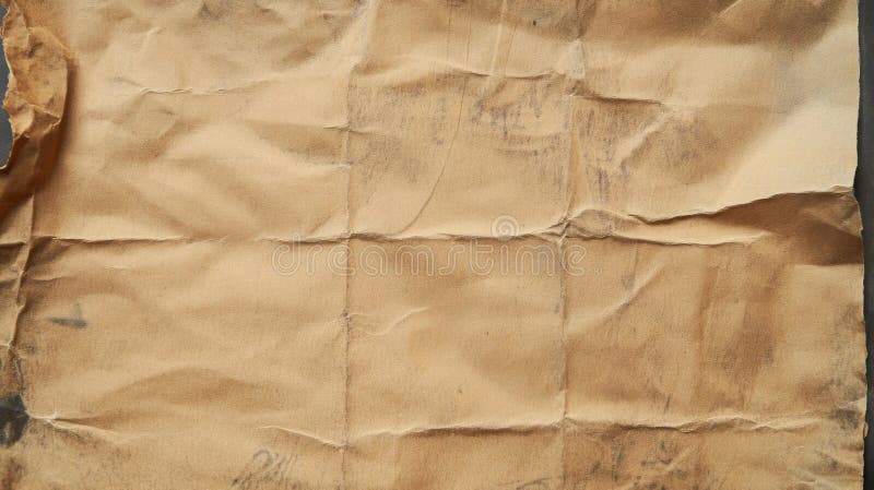 A Creased Sheet of Brown Paper with Visible Pencil Marks Stock ...