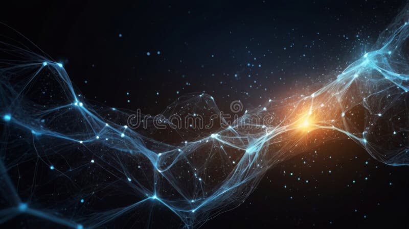 Abstract Background Featuring Clusters of Glowing Particles ...