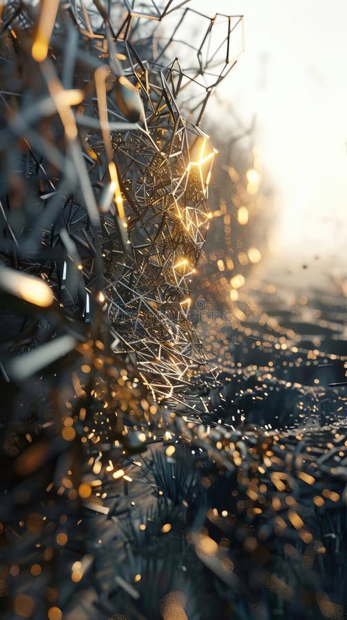 Create an Abstract 3D Render of a Plantlike Structure Made of Black ...