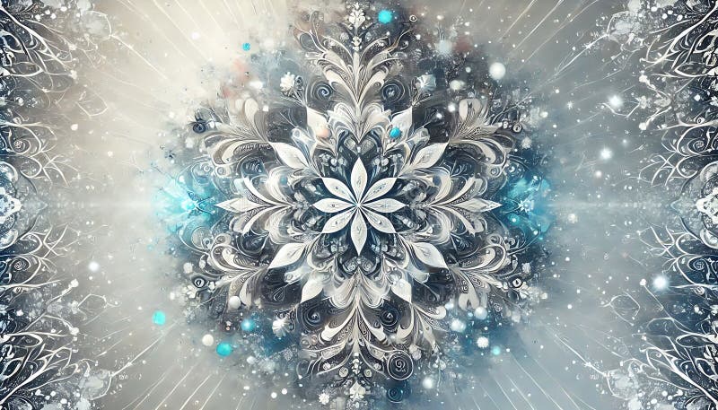 Create an Abstract Snowflake-inspired Pattern with Shimmering Icy Blue ...