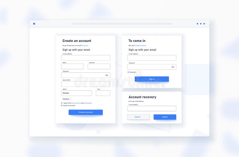 Create account form stock vector. Illustration of business - 262669183