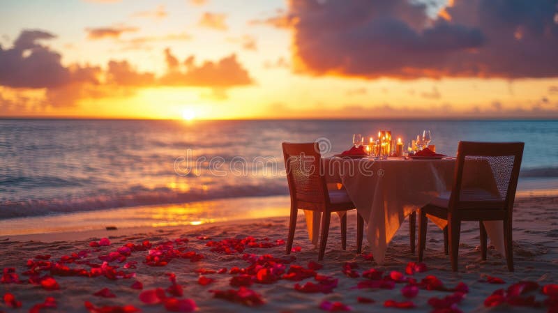 Create a Banner Showcasing a Romantic Beach Dinner Date Setup for ...