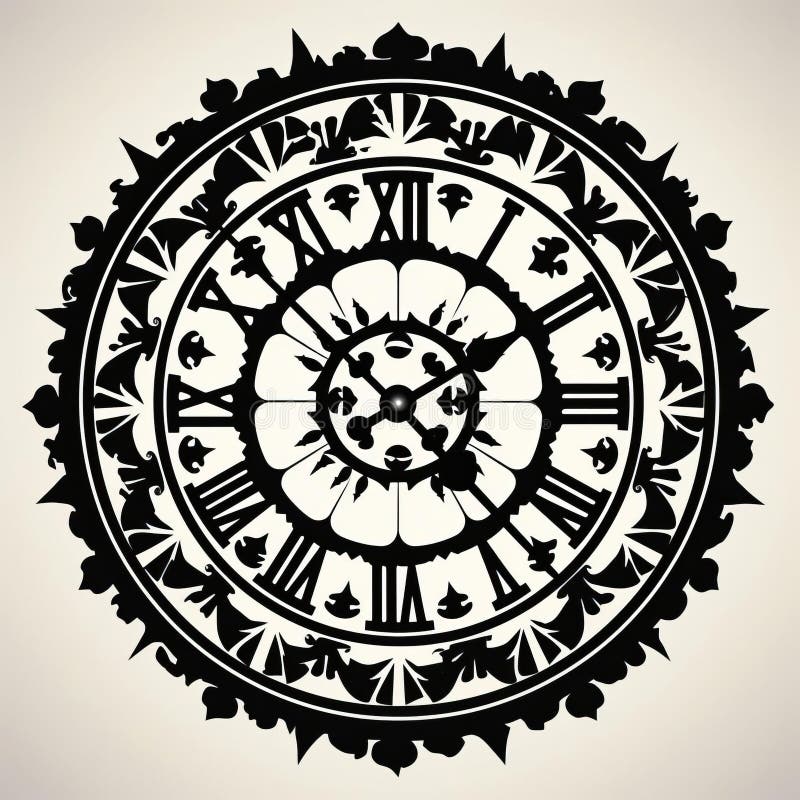 Create a Beautiful Clock Vector Stencil in Monochrome Style Stock ...