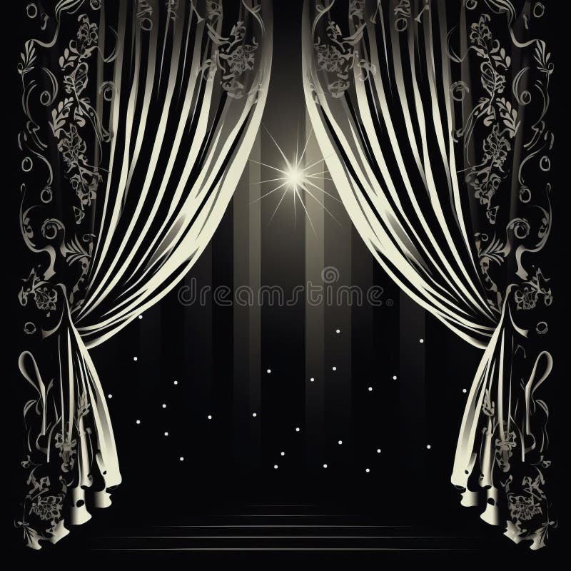Create a Beautiful Curtains Vector Stencil in Monochrome Style Stock ...