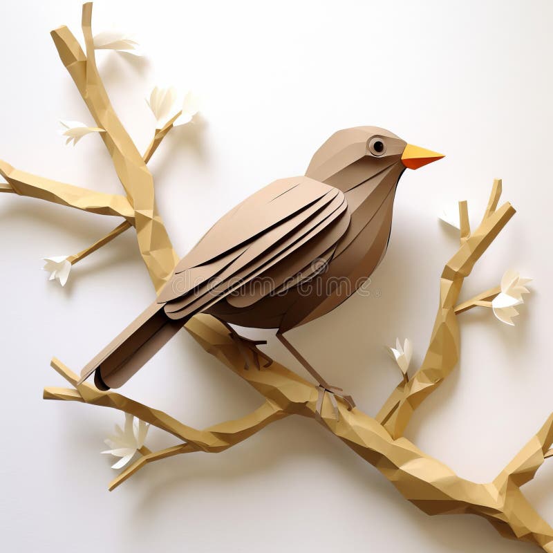 Create a Beautiful Nightingale Paper Craft with Polygon Design Stock ...
