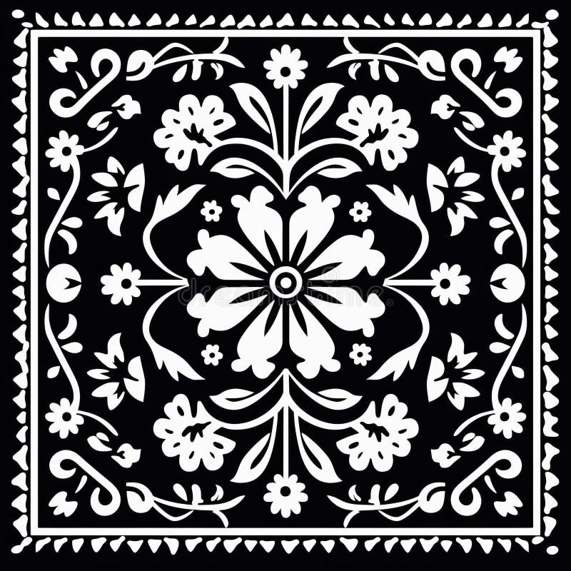 Create a Beautiful Rug Vector Stencil in Monochrome Style Stock ...