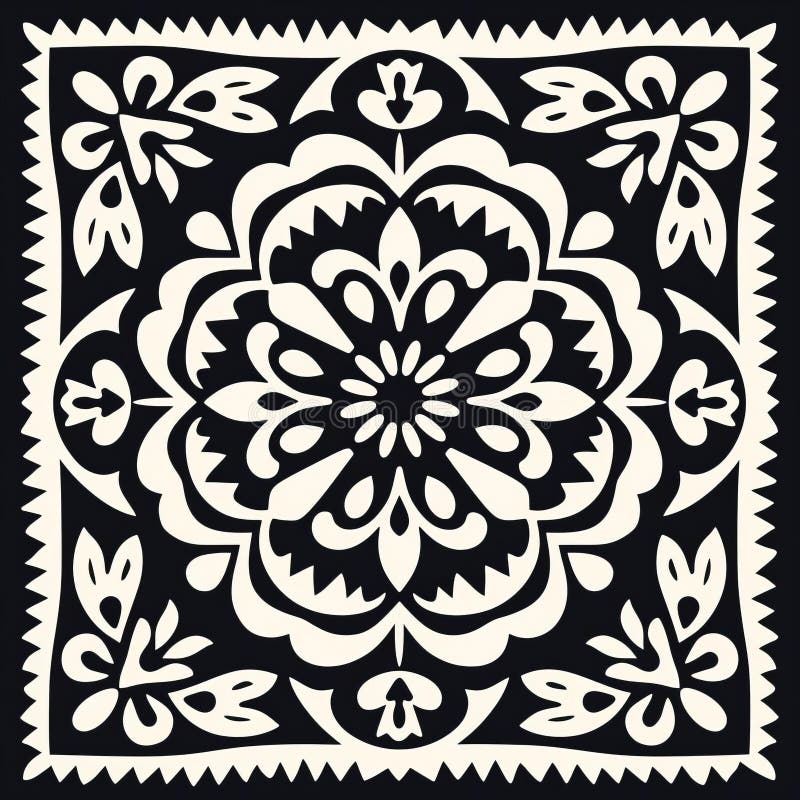 Create a Black and White Rug Vector Stencil Design Stock Illustration ...