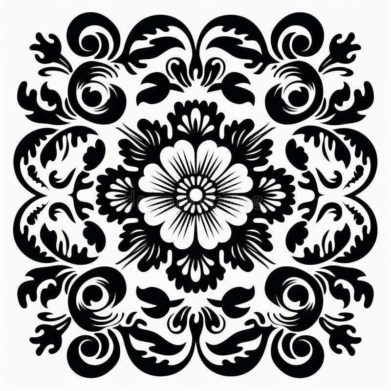 Create a Black and White Rug Vector Stencil Design Stock Illustration ...