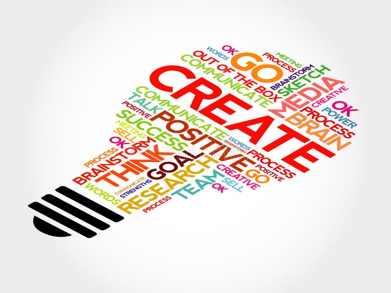 Word Cloud Create Lightbulb Stock Illustrations – 29 Word Cloud Create ...