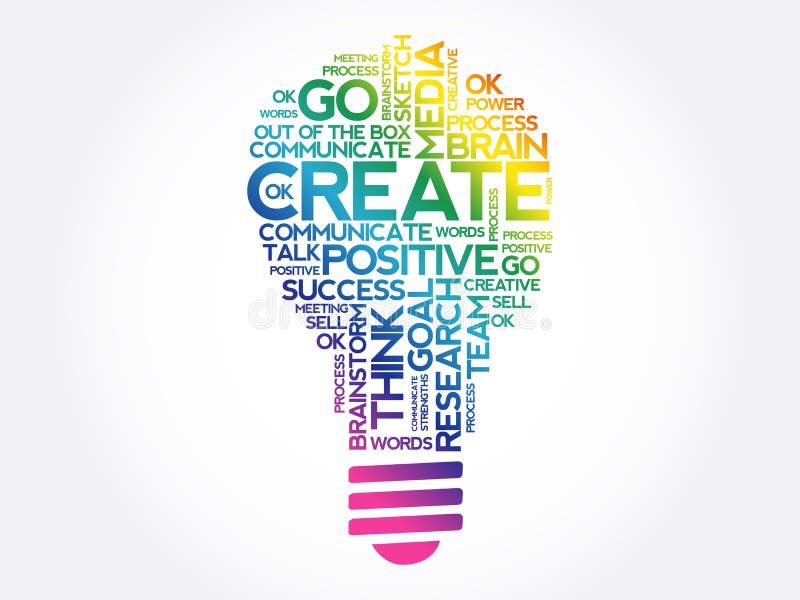 Word Cloud Create Lightbulb Stock Illustrations – 29 Word Cloud Create ...