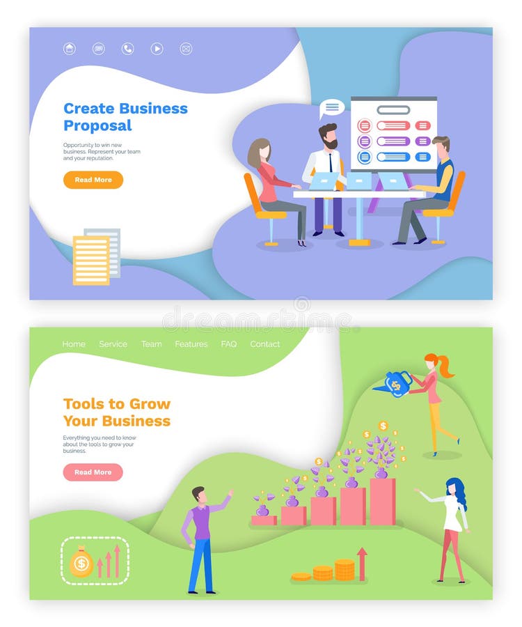 Create Business Proposal, Tools To Grow Project Stock Vector ...