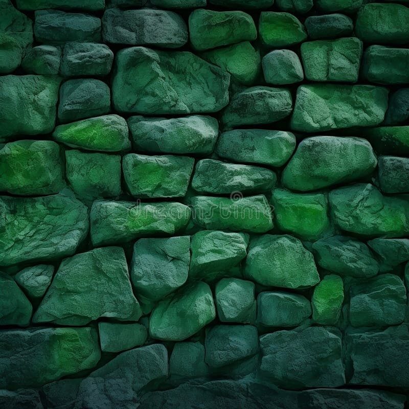 Green Stone Wall Background Painted with a Rough Texture and Copy Space ...