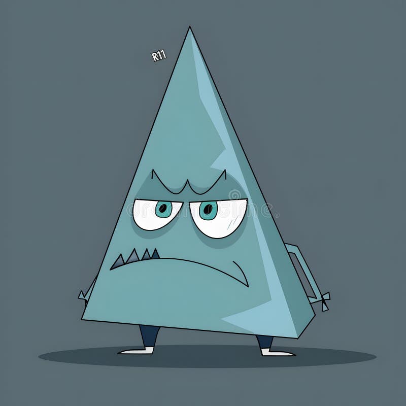 Annoyed Triangle - a Cartoon Character with a Frown, Ai Generated Stock ...