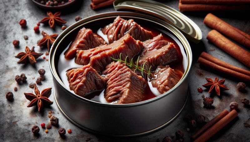 Close-up of Cooked Beef Macro Closeup Canned Beef Stock Illustration ...