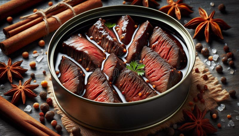 Close-up of Cooked Beef Macro Closeup Canned Beef Stock Illustration ...