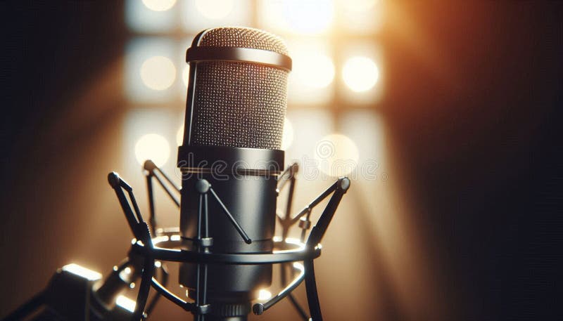 Close-up of a Professional Microphone with a Pop Filter Stock ...